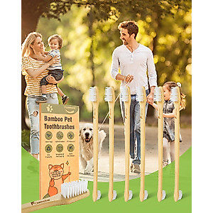 Lingtoolator Toothbrush - 6 Pack Bamboo Toothbrush for Dogs Cats - Soft Bristles - Gentle Pet Toothbrush for Easy Dog Teeth Brushing Den