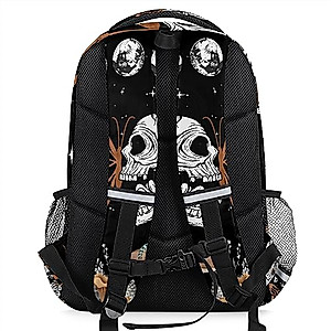 YoCosy Brown Gothic Skull Butterfly Black Galaxy Space Custom Backpack School Personalized Gifts Bookbag Laptop Purse Casual Daypack for Teen Girls Women Boys Men College Travel
