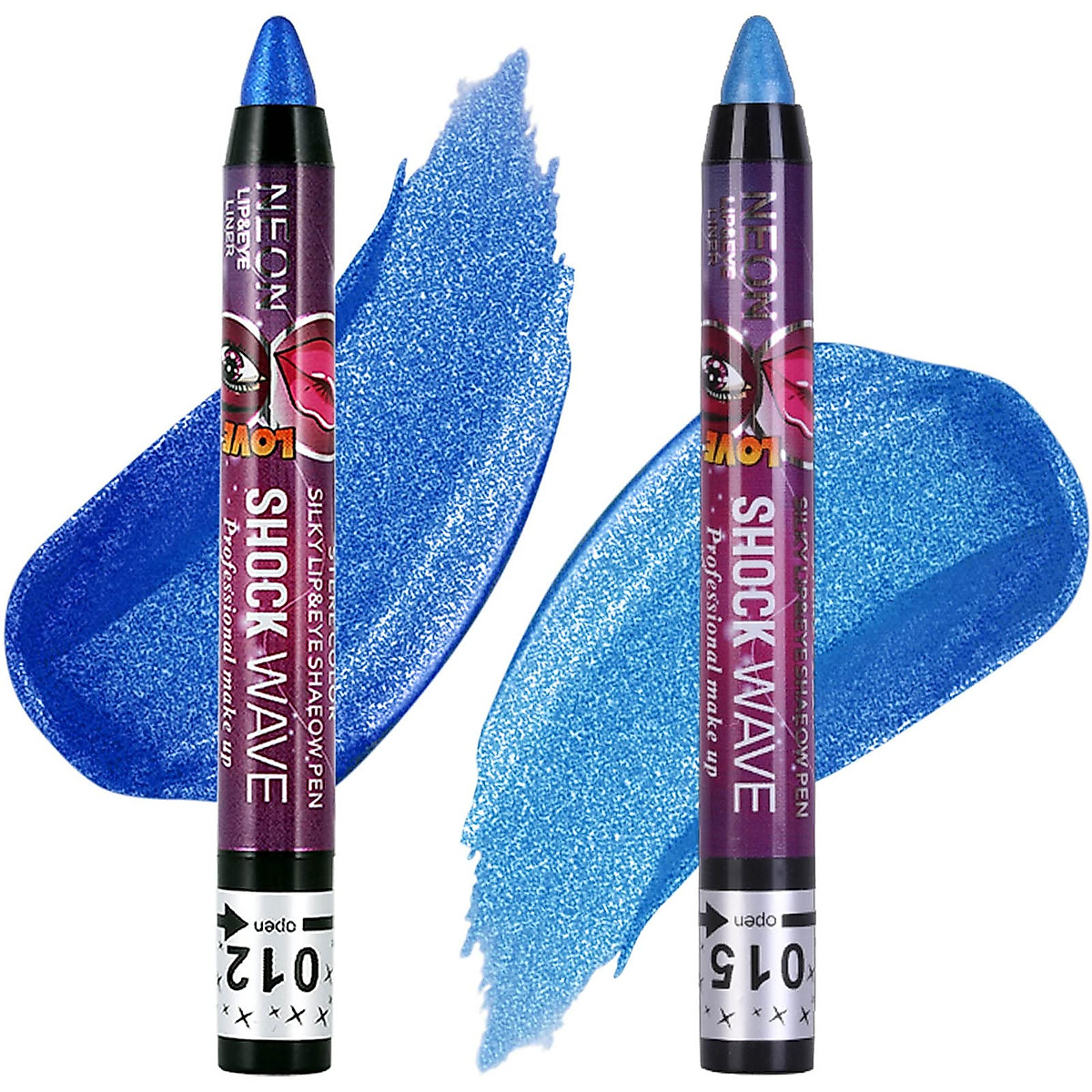 MEICOLY 2pcs Blue Eyeshadow Stick,Metallic Shimmer Crayon,Waterproof Single Eye shadow Pencil,Shiny Blue Rotating Eye shadow Blue Eyeliner Stick Corpse Bride Avatar Blue Eyeshadow Makeup