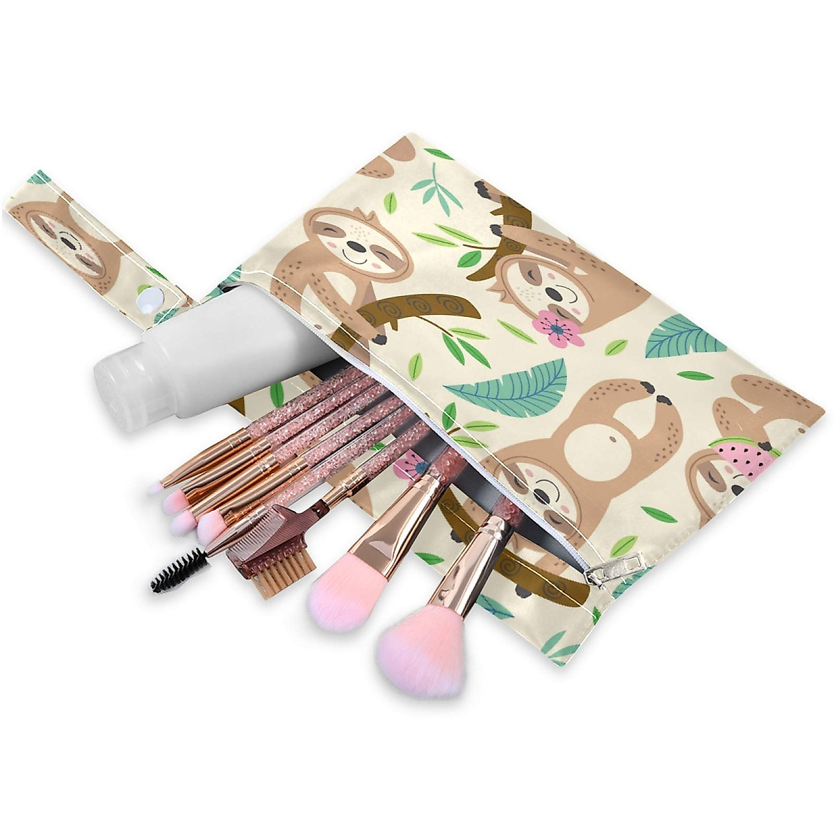 xigua 2PCS Baby Cloth Diaper Wet Dry Bags Waterproof Reusable with Two Zippered Travel Bags Beach Pool Stroller Dirty Gym Clothes Wet Swimsuits - 11.8 x 14.2in (Cute Playing Sloth)