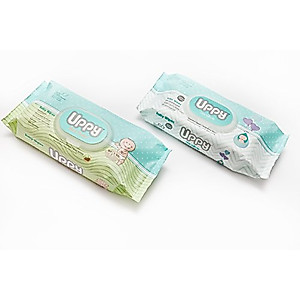 UPPY Shea Butter Baby Wipes – Ideal for Diaper Bag and Traveling. Made With Purified Water. Pleasant Shea Butter Scent. Soft Cloth. Hypoallergenic. Fresh and Clean. Disp Pk 72 ct.