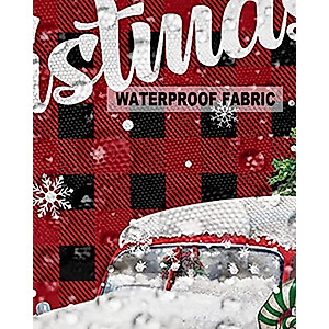 Christmas Outdoor Pillow Cover 16x16 Inch Cushion Sham Case,Red Plaid Gnome Truck Winter Snowflake Xmas Tree Waterproof Decorative Square Throw Pillowcase for Garden Patio Porch Couch Chair Tent