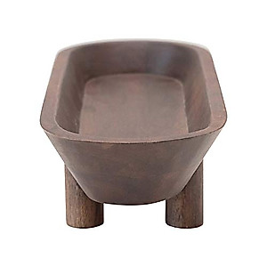Bloomingville Mango Wood Footed Tray, Walnut Finish Bowl, Brown