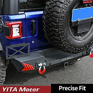 YITAMOTOR Rear Bumper Compatible with 2018-2025 Jeep Wrangler JL & JL Unlimited (2/4 Doors), w/ 2" Hitch Receiver & 2 x D-Rings & License Plate Bracket