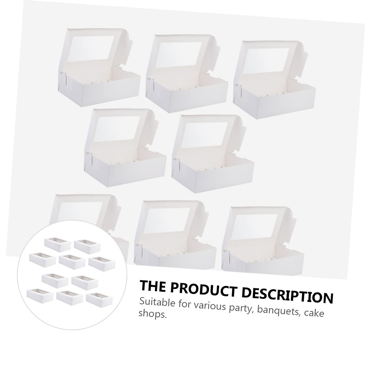 Abaodam 10 Pack Muffin Bakery Cake Boxes Paper Containers for Desserts 6-Grid Storage Boxes White Window Design Food Grade Party Banquet Friendly