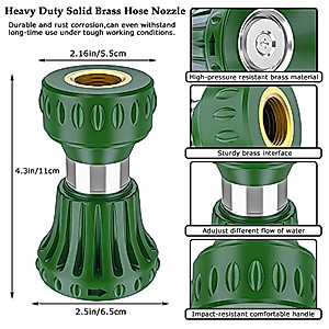 HOSUN Garden Hose Nozzle, Fireman Style Hose Nozzle, Heavy Duty Brass Hose Nozzle, Leak Proof & Best High-Pressure Sprayer for Plants Watering, Car Washing, Pet Washing, etc. (Green)