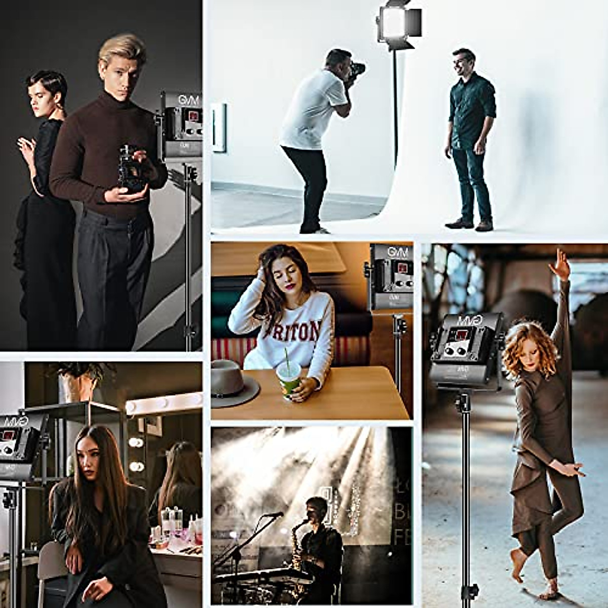 GVM 2 Pack LED Video Lighting Kits with APP Control, Bi-Color Variable 2300K~6800K with Digital Display Brightness of 10~100% for Video Photography, CRI97+ TLCI97 Led Video Light Panel +Barndoor