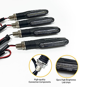 ZKFAR Pack-4 Motorcycle Indicators, Flowing Turn Signal Brake Lights, Daytime Running Lights, 12V Turn Signals, for Dirt Bike Motorbike (Yellow)