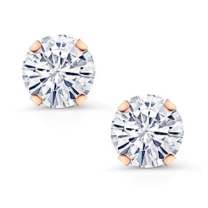 10K Rose Gold Forever Classic Moissanite from Charles & Colvard Women Stud Earrings (1.00 Cttw, Round 5MM)