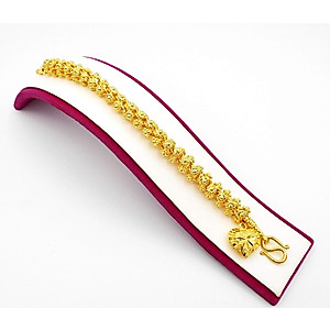 Heart Pikun Flower Lai Thai Gold Plated Bangle 22k 24k Thai Baht Yellow Gold Filled Bracelet Jewelry Women