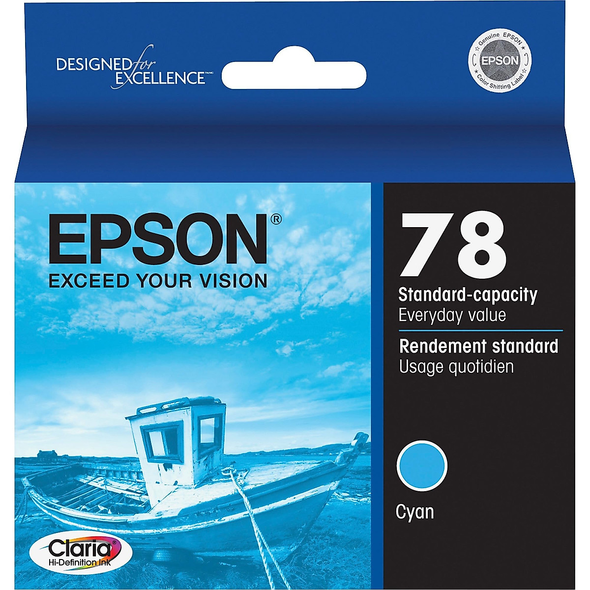 EPSON T078 Claria Hi-Definition -Ink Standard Capacity Cyan -Cartridge (T078220) for select Epson Artisan Photo Printers