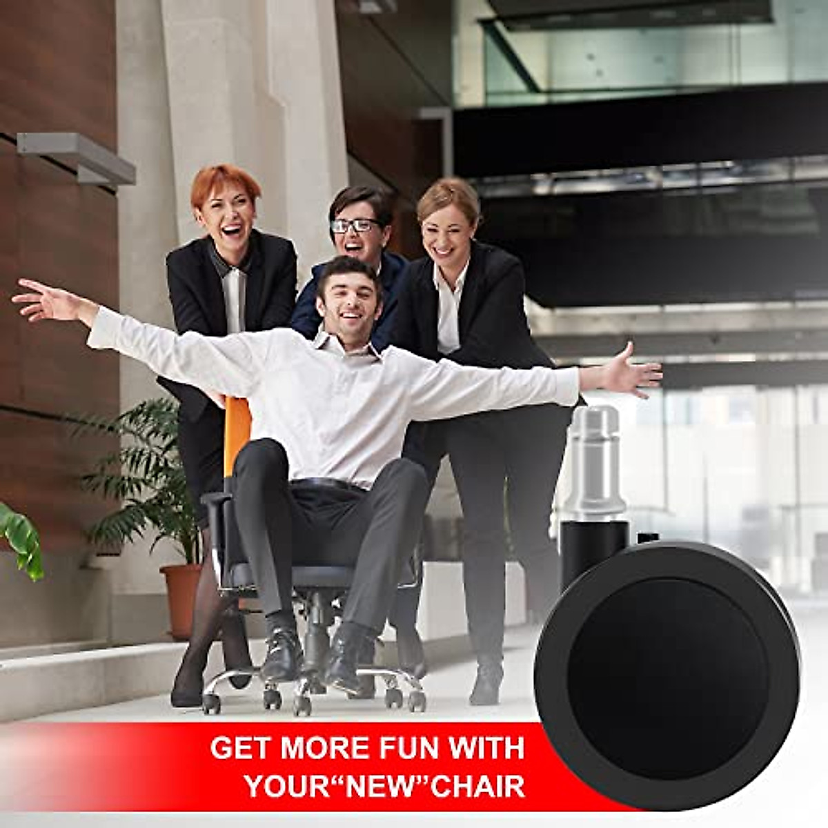 Herman Miller 60mm (2.36") Office Chair Caster Wheels Replacement (Set of 5, Black), Heavy Duty, Universal Size, Fit Most Brand Chair