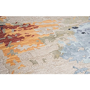 Rizzy Home | MO999A | Mod Collection | Wool / Viscose Area Rug | 8' x 10' | Tan/Gray/Black/Orange/Red/Gold/Aqua Abstract