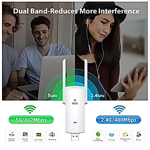 USB WiFi Adapter 1300Mbps USB 3.0 WiFi Dongle Dual Band WiFi Wireless Network Adapter for Desktop Laptop PC, Supports Windows 11/10/8.1/8/7, Mac OS 10.9-10.15, Dual 5dBi High Gain Antennas