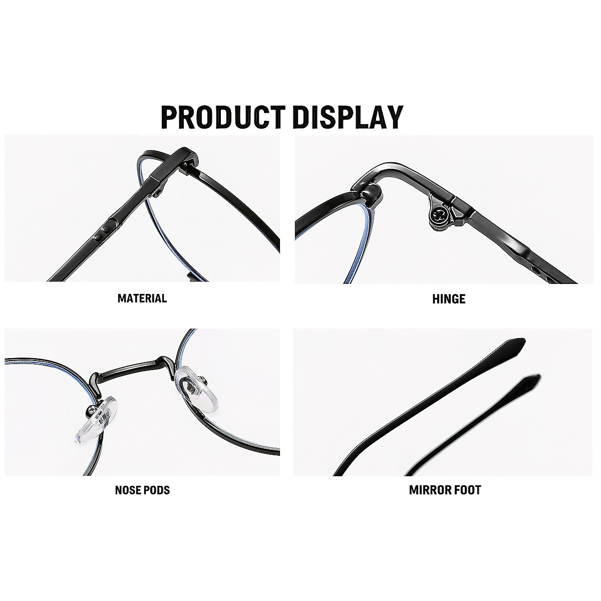 Blue Light Blocking Glasses Women Vintage Metal Round Rim Frame Retro Eyeglasses Women Men