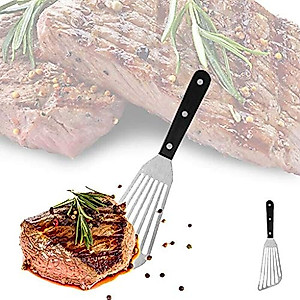 Atezch_ Fish Spatula, Nonstick Steak Shovel, Stainless Steel Slotted Turner with Sturdy Handle, Metal Oven Utensils Thin-Edged Design Ideal for Frying, Turning, and Grilling