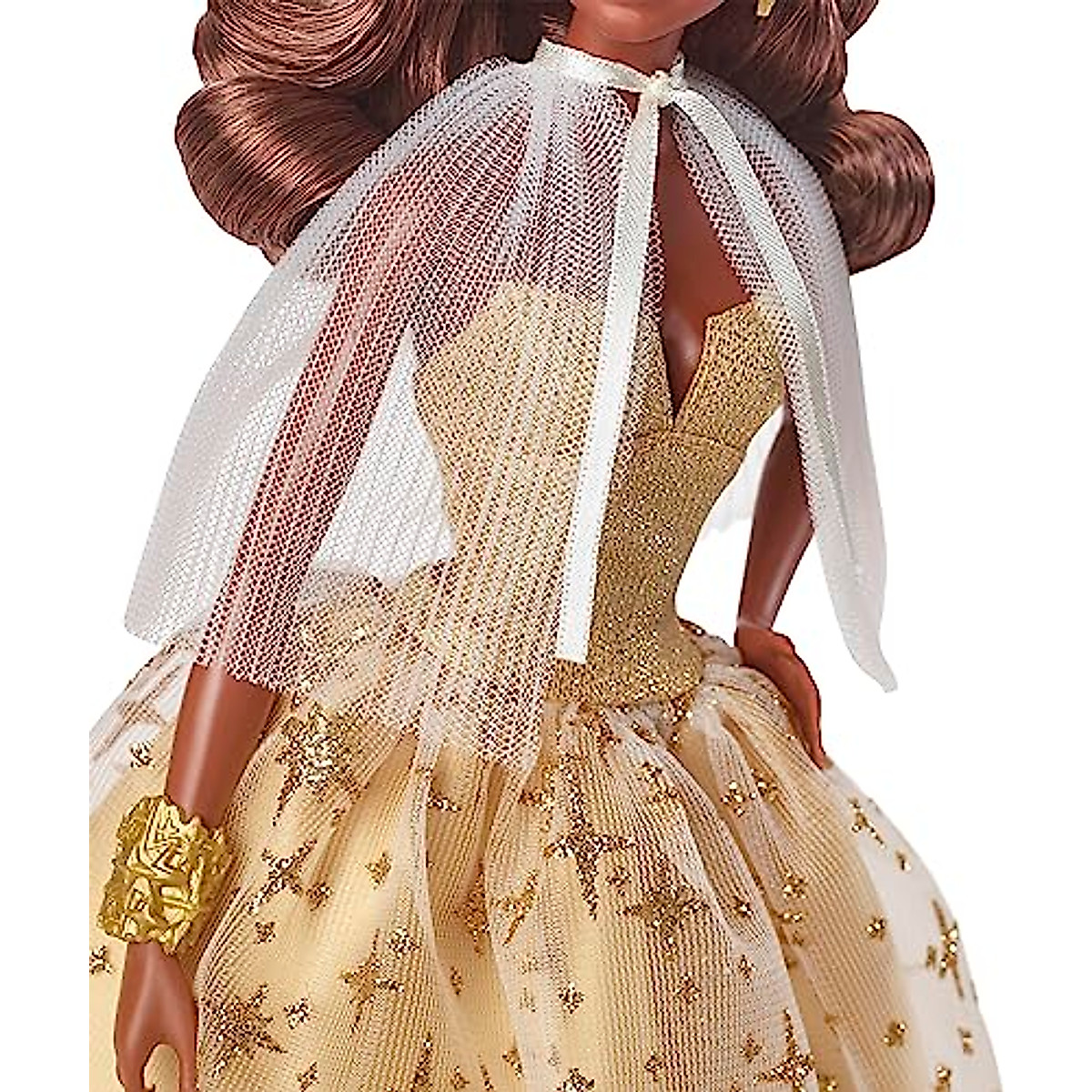 2023 Holiday Barbie Doll, Seasonal Collector Gift, Barbie Signature, Golden Gown and Displayable Packaging, Dark Brown Hair