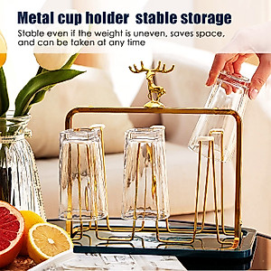 Glass Cup Drying Rack, Light Luxury Nordic Style Wine Glass Drying Rack, Elk Relief Design Coffee Cup Holder, Water Bottle Organizer, Suitable for Home, Office, Kitchen