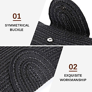 Kadell - Women Clutch, Summer Straw Handbag Seashell Straw Bag Summer bag (Black)