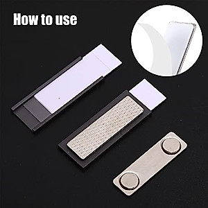 100 Sets Magnetic Name Tags Name Tag Magnet Adhesive Badge Magnets Metal Pin Magnet Back Silver Nametag Fasteners with Neodymium Magnets for School Hotel Trade Shows Office Jackets Shirts