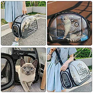 Tfwadmx Bunny Guinea Pig Carrier Bag with Mat, Portable Transparent Pet Travel Purse for Squirrel Ferret Hedgehog Chinchilla Hamster Rat Bird Reptile, Detachable Breathable Rabbit Supplies (Grey)
