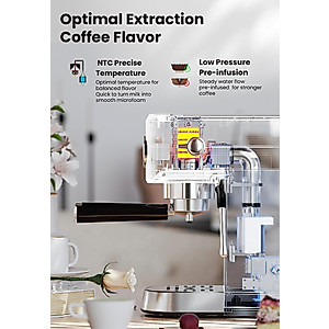 Gevi Espresso Machine 20 Bar, Professional Espresso Maker with Milk Frother Steam Wand, Compact Espresso Machines for Cappuccino, Latte, Commercial Espresso Machines & Coffee Makers, Gift for Mother