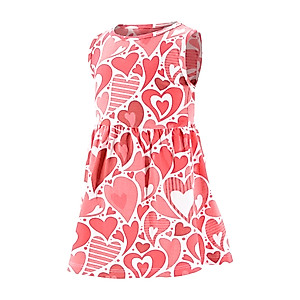 Unique Baby Girls Red Double Hearts Party Dress (6Y, Red)