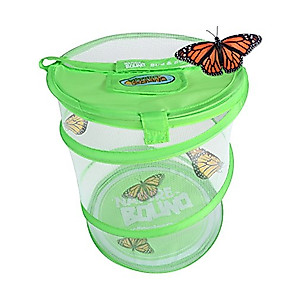 Nature Bound Butterfly Growing Habitat Kit - With Discount Voucher to Redeem Live Caterpillars for Home or School Use - Green Pop-Up Cage 12-Inches Tall - for Boys and Girls Ages 5+