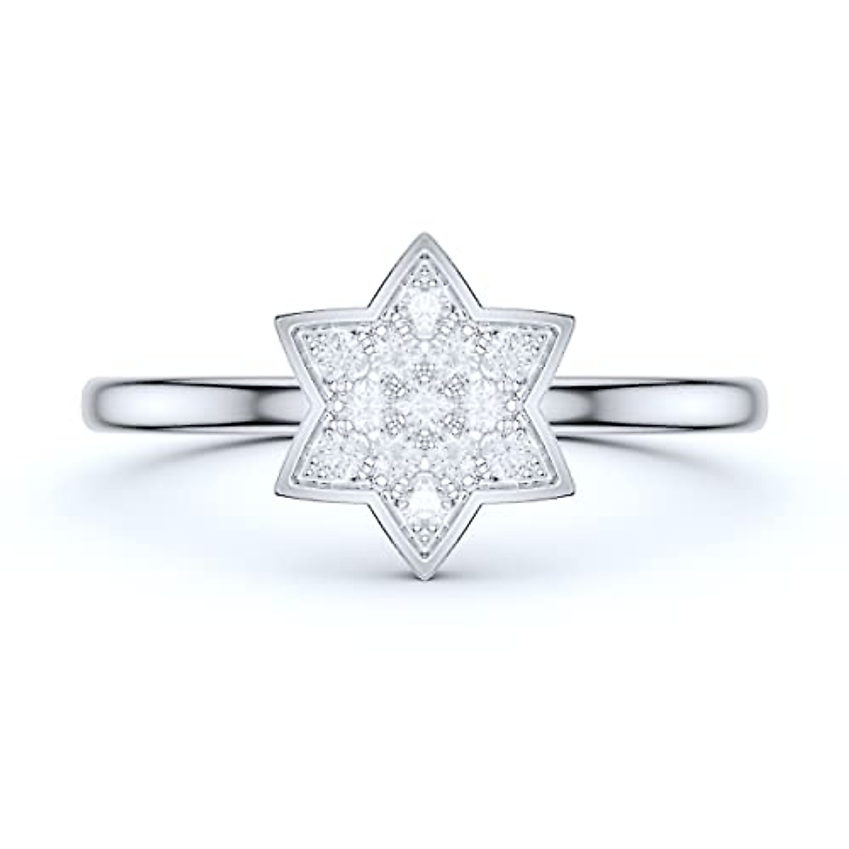 PRSTANI Real 10K White Gold Five-Pointed Star Top Full of Simulated Diamonds Engagement Ring Promise Ring (6)