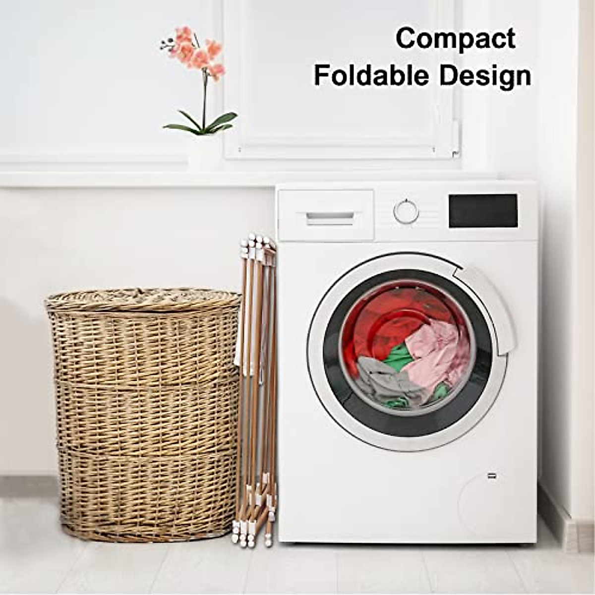 Clothes Drying Rack, Heavy Duty Metal Drying Rack Clothing, Foldable Oversize Wooden Look Laundry Drying Rack for Drying Clothes, Space Saving, Portable Indoor Outdoor Use 40.2" x 27.6" x 14.4"