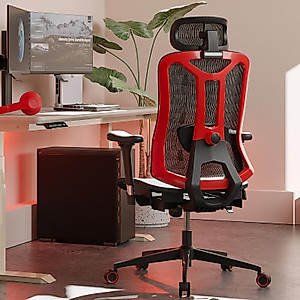 Fradiett Ergonomic Mesh Office Chair - Computer Chair with 3D Lumbar Support, Seat Depth Adjustable Desk Chair with Headrest, 3D Armrest, Ergonomic Gaming Chair for Home Office,Tilt Function
