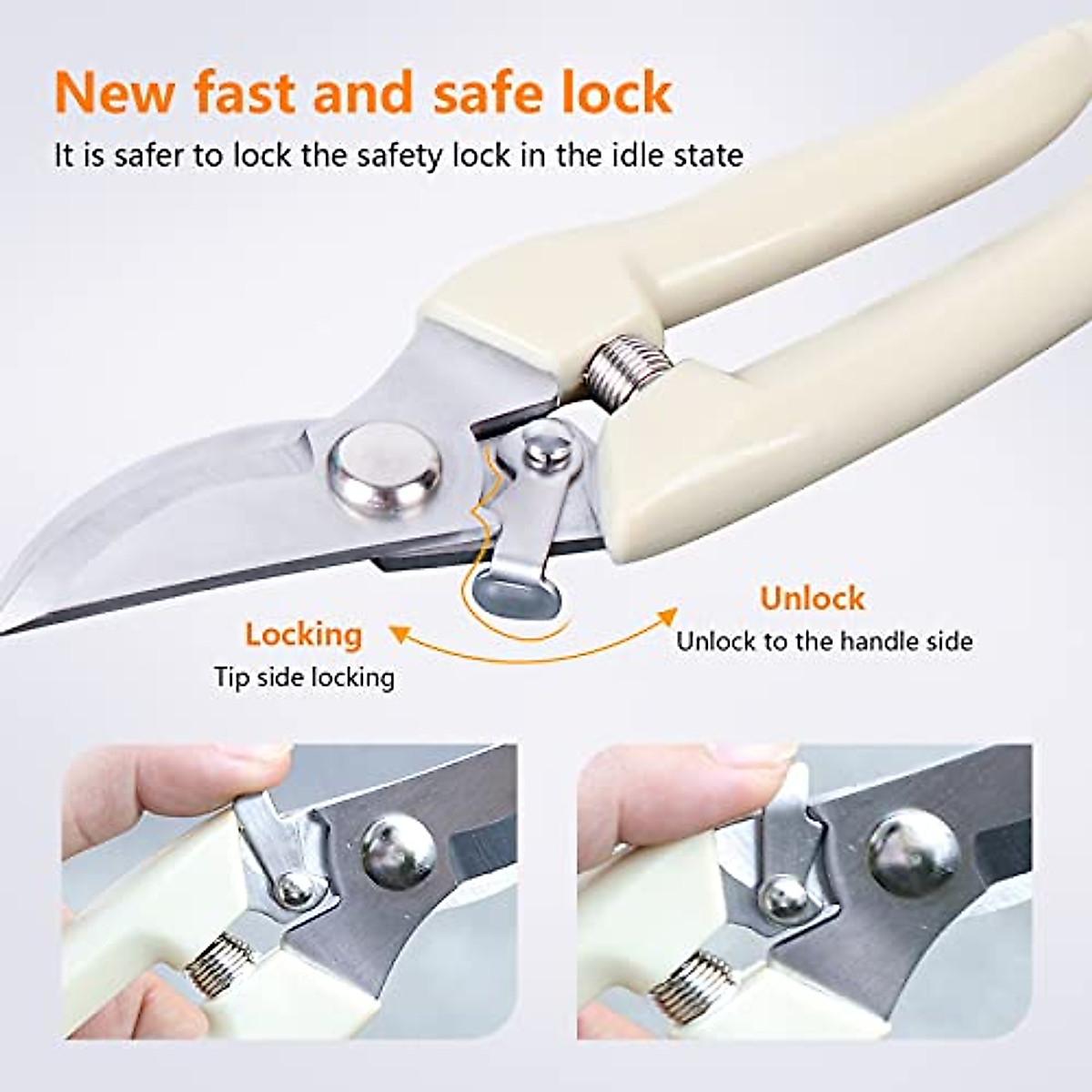 Garden Scissors for Plant, Tip Pruning Shears for Cutting Flowers, Trimming Plants, Bonsai and Fruits Picking (Bypass Blade Pruner)