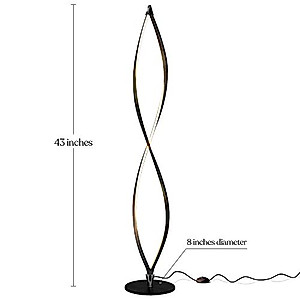 Brightech Twist Floor Lamp, Bright Tall Lamp for Offices, Modern LED Spiral Lamp for Living Rooms, Dimmable Standing Lamp with Sturdy Base for Bedroom Reading, Great Living Room Decor - Black