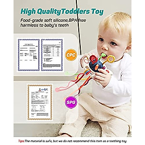 Montessori Toys for 1-3 Year Old, Silicone Pull String Activity Toys, Baby Sensory Toys with Rattle, Baby Travel Toys, Baby Teething Toys fine Motor Skills Toddler 18m+ Birthday Gift for Toddlers