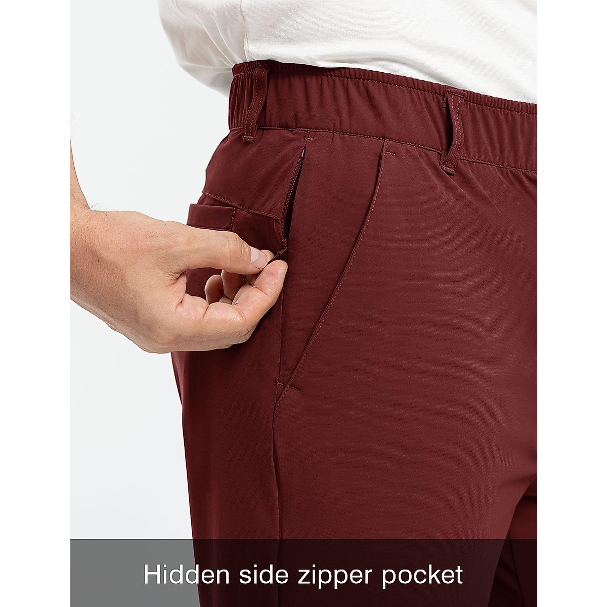 Rdruko Men's Work Shorts Stretch Dry Fit Golf Dress Sports Shorts(Wine Red, US 36)