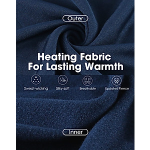 MANCYFIT Thermal Underwear for Women Fleece Lined Tops and Bottoms Base Layer for Cold Weather, Long Johns Sets Navy and White Lines X-Large