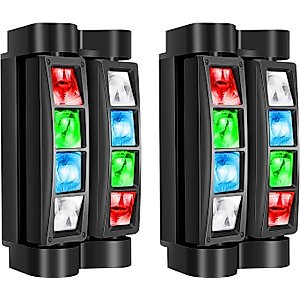 BETOPPER Moving Head DJ Lights,Stage Lights for Parties, RGBW 8x3W LED Spider Lights, Sound Activated & DMX-512 for Party, Pub, Wedding Event, Club, Carnival Festival, Disco Stage Lighting(2 Packs)