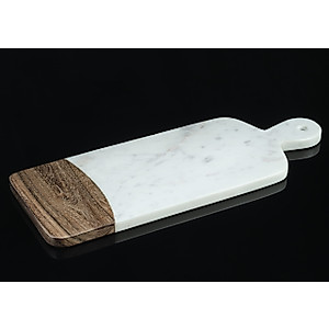 Wooden and Marble Cutting Board - Chopping Board With Handle - Wooden Cutting Boards for Kitchen Decor Accessories - Charcuterie Boards for Steak Fruits - Serving Trays - Size : 14x6" Inch