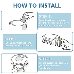 Filter Replacement for iRobot Roomba e, i and j Series i7 i7+/plus i3 i3+ E5 E6 E7 i4 i6 i6+ i8 i8+ Robot Vacuum Cleaners parts, 9 Pack High Efficiency 4639161 Filters