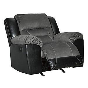Signature Design by Ashley Earhart Faux Leather Manual Rocker Recliner, Gray