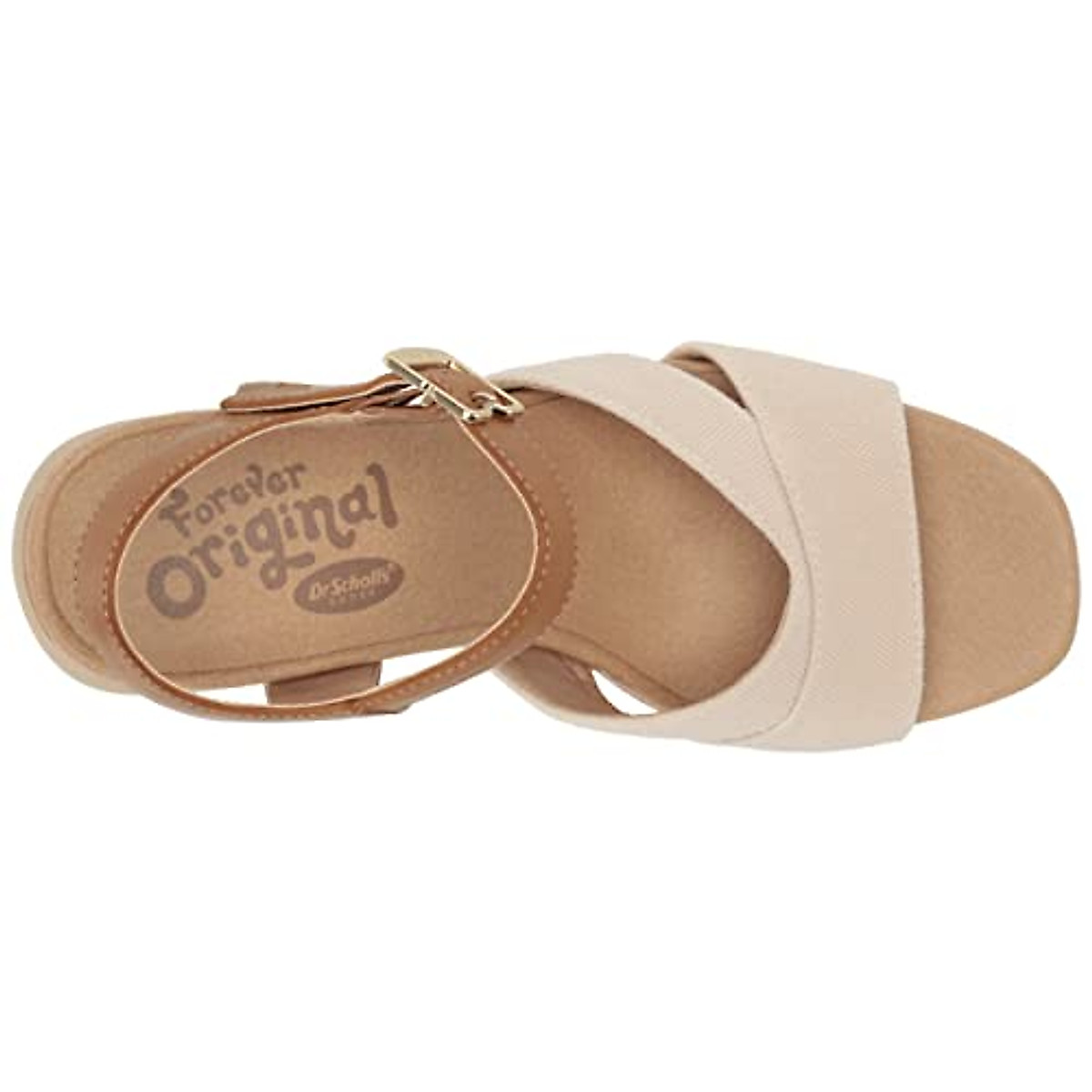 Dr. Scholl's Shoes Women's Mariah Block Heel Sandal Heeled, Light Brown Smooth/Fabric, 6