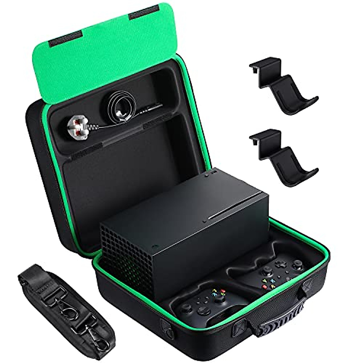 ZENACCE Hard Carrying Case Compatible with Xbox Series X, Protective Travel Bag Holds Xbox Series X Console, Wireless Controllers, Cables and Other Accessories