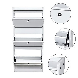 YIYIBYUS Shoe Organizer Three-Tiered Bucket Shoe Storage Cabinet Home Modern White Shoe Rack Shelf Fold-Out Drawers for Outdoor Indoor Entryway 19.68x6.69x43.31in