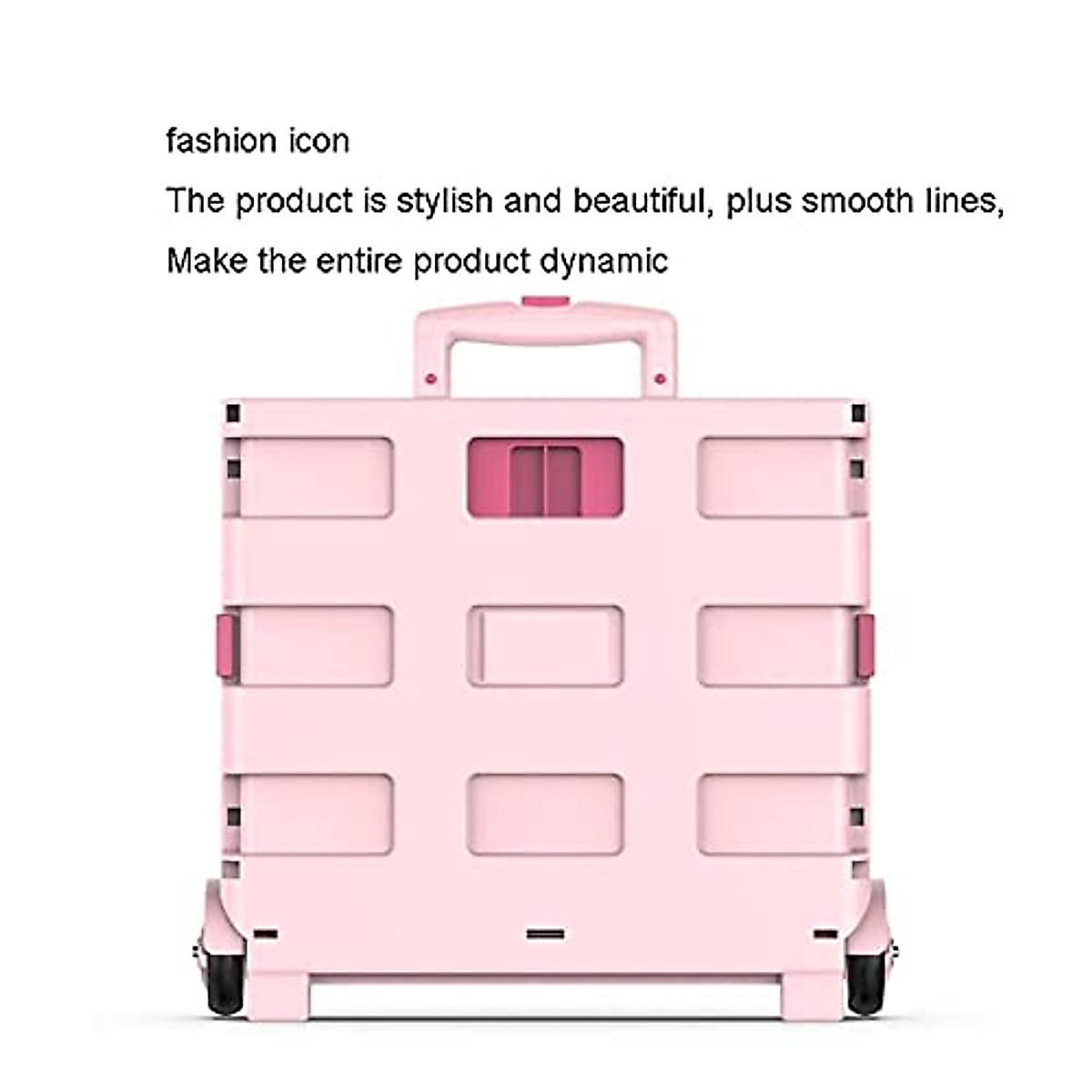 KOHARA Carts,Shopping Cart Shopping Trolley Foldable Utility Cart Collapsible Shopping Cart with Telescoping Handle for Shopping Luggage Office Utility Cart/Pink/16.1 * 15 * 16.1 Inches