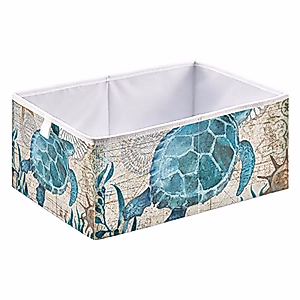 Sea Turtle Storage Basket Storage Bin Rectangular Collapsible Toy Bins Fabric Storage Organizer for Office Bedroom ClothesToys