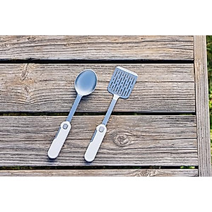 Stanley Wildfare Pro Stainless Steel Fold & Go Utensil Set | Folding Spatula and Spoon | Packable Outdoor Cookware | Camping Essentials for Your Camp Kitchen | BPA-Free | Pale Pebble & Stone