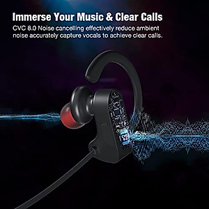 JOYWISE Bluetooth Headphones, Wireless Headphones 15H Playtime Wireless Earbuds with Mic Stereo in-Ear Earphones, IPX7 Waterproof Sports Headphones Sound Isolation Headsets for Running, Gym, Workout