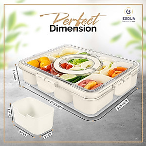 ESDUA Snackle Box Container, Divided Serving Tray with Lid and Handle Snack Box, Travel Charcuterie Board with Lid Candy Organizer, Snack Organizer Veggie Tray&Fruit Tray (1 Pcs - 8 Compartments)