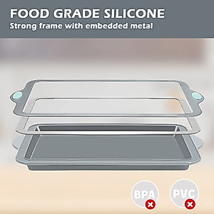 Webake Silicone Sheet Cake Pan, 14 Inch Silicone Sheet Pans 2 Pack Cookie Sheet Jelly Roll Pan Rectangular Cooking Sheet Baking Trays for Oven