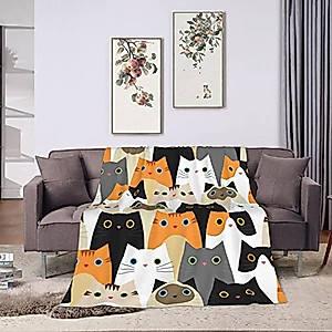 Cat Blanket Warming Gifts Super Soft Throw Blanket Flannel Cozy for Loved One Home Decor for All Season 50"X40"